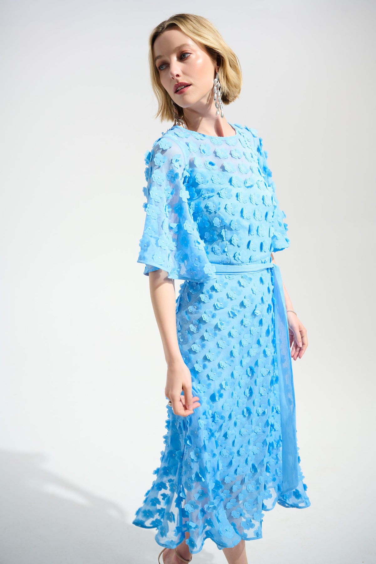 Joseph Ribkoff Sky Blue Signature | 3D Embroidered Chiffon Fit And Fla ...