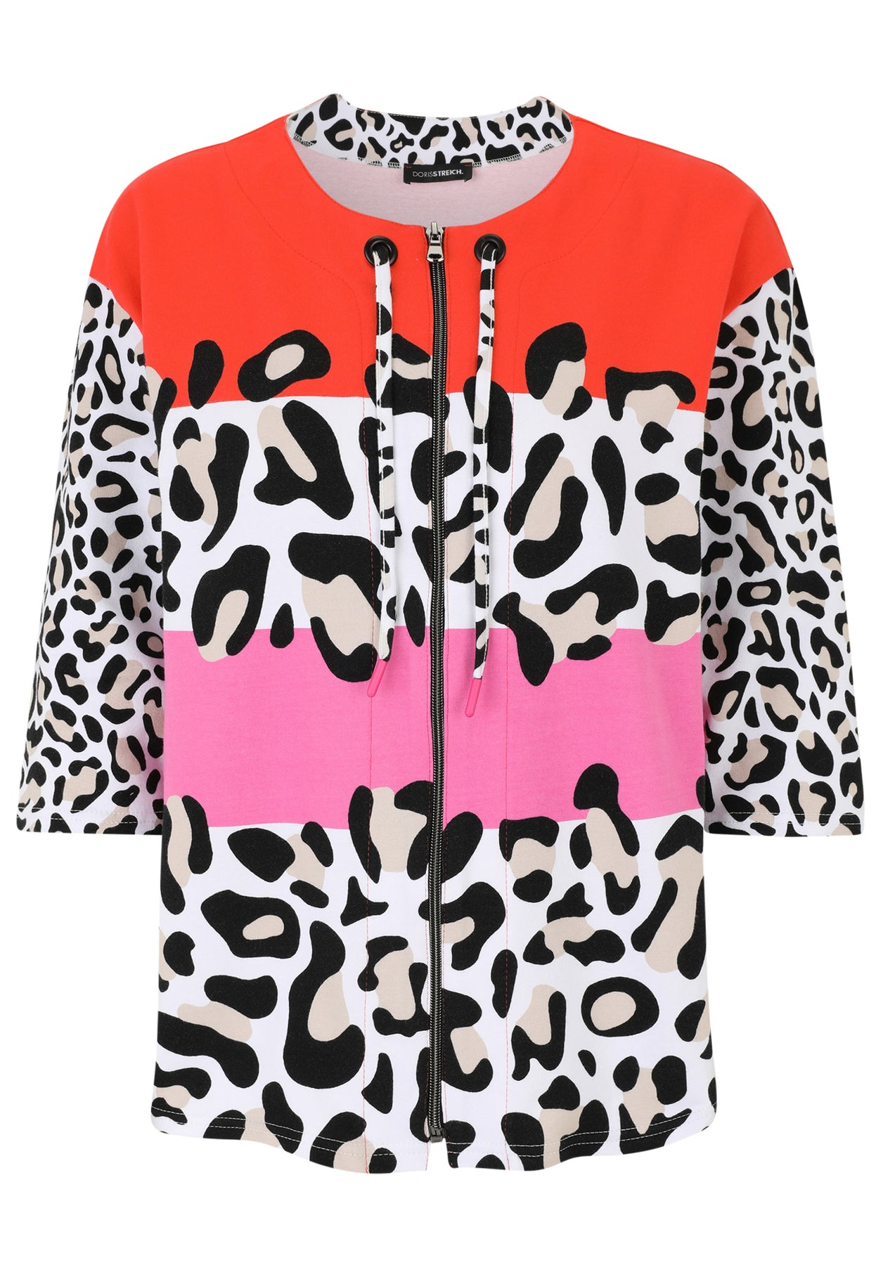 Animal Print Round Neck Zip Up Jumper – La Creme Boutique