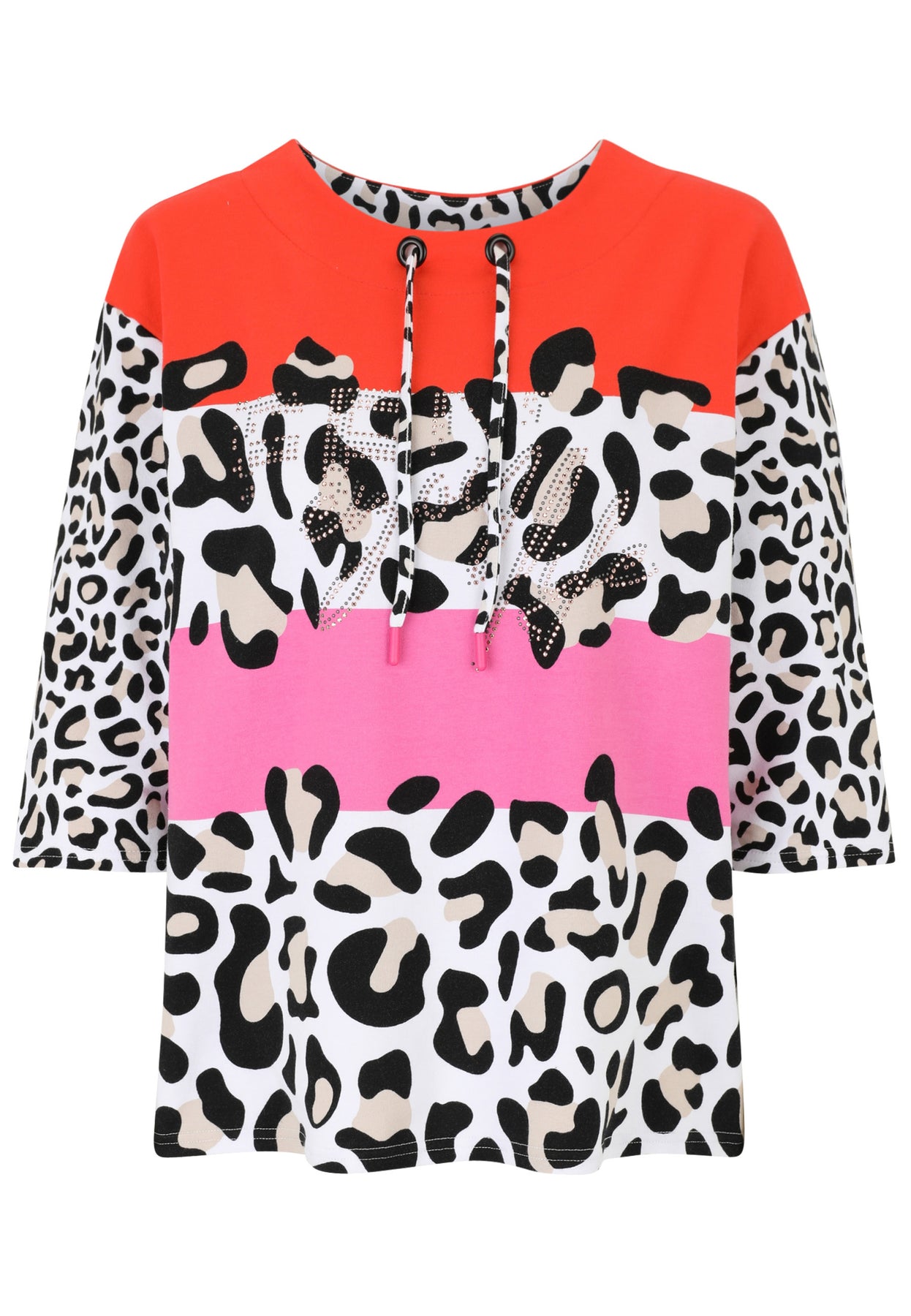 Animal Print Round Neck Jumper with Diamond Embellishment – La Creme ...