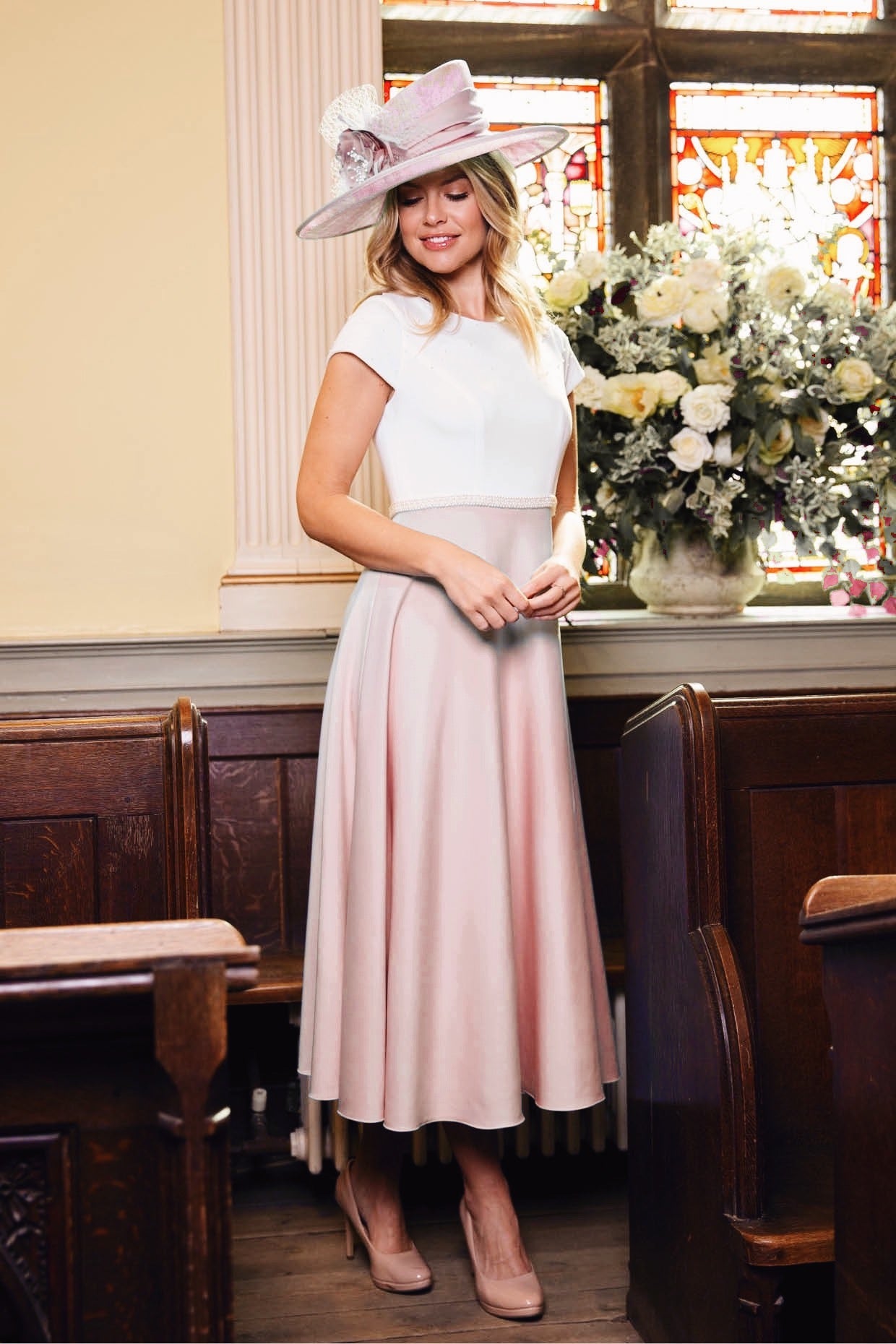 Ivory & Rose Pink Dress With Pearl Detailing – La Creme Boutique