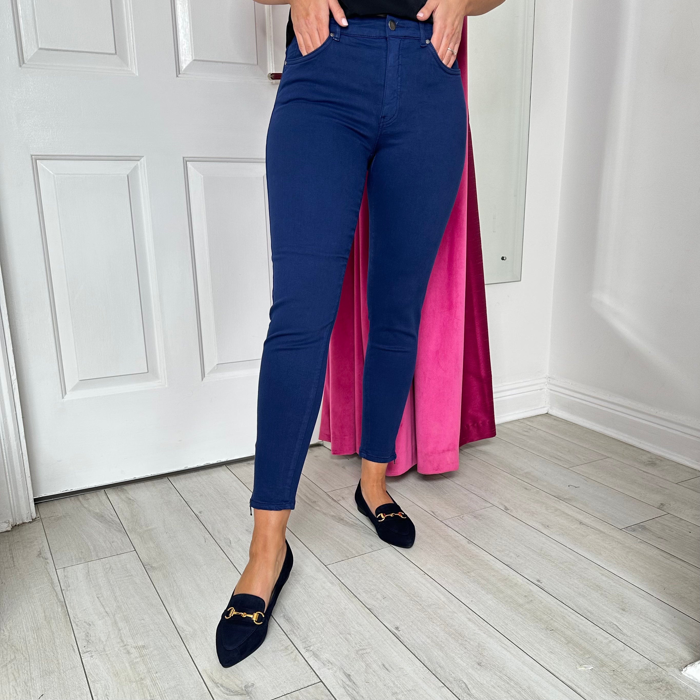 Magic Fit Pants With Ankle Zips Blue Night – La Creme Boutique