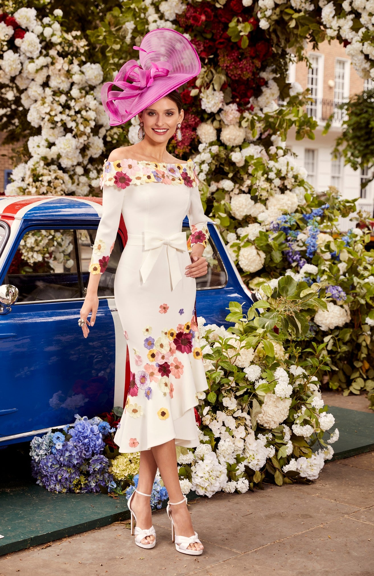 Ivory Dress With Floral Embellishments – La Creme Boutique